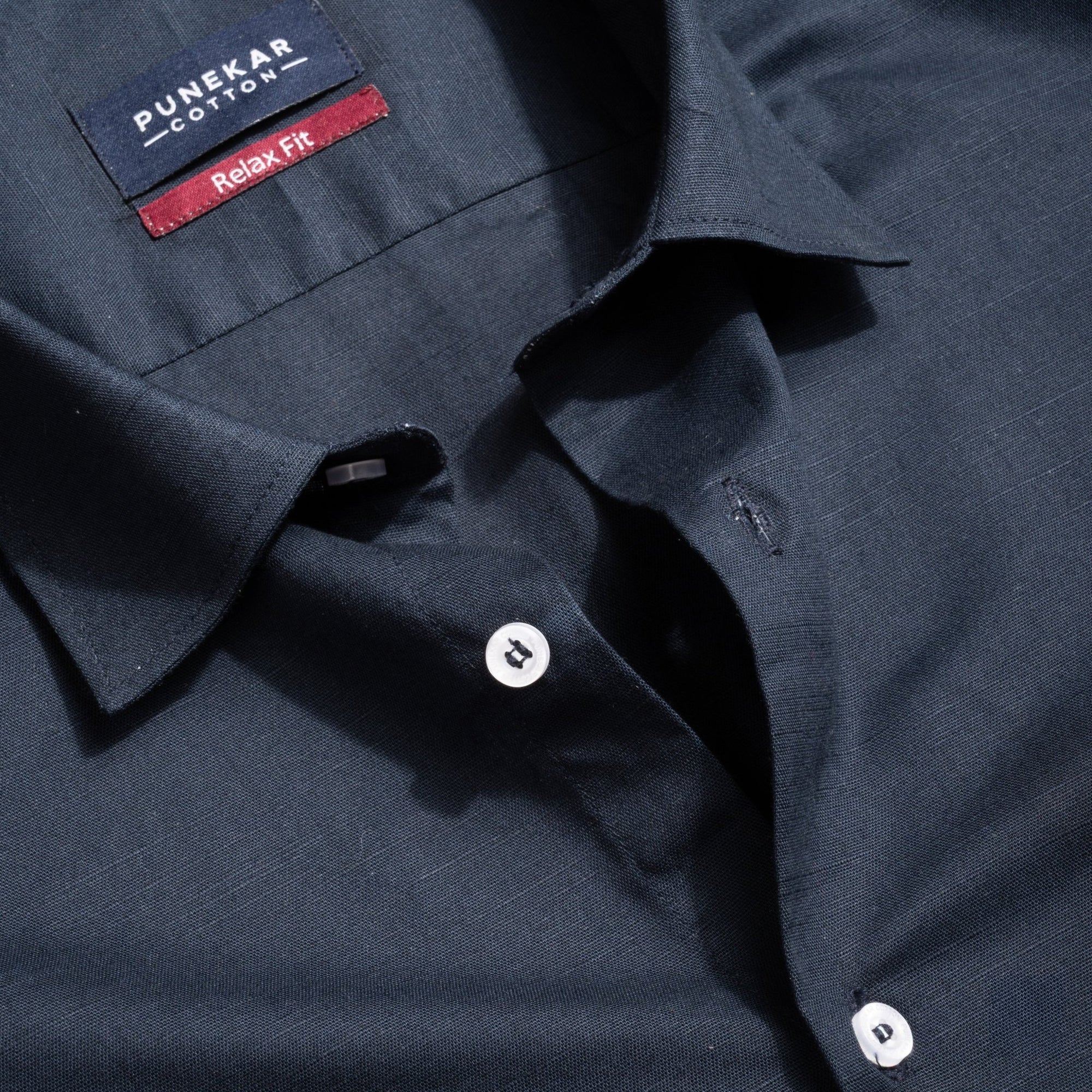 Carbon Color Solid Cotton Linen Shirt For Men – Punekar Cotton