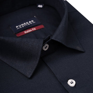 Carbon Color Solid Cotton Linen Shirt For Men – Punekar Cotton