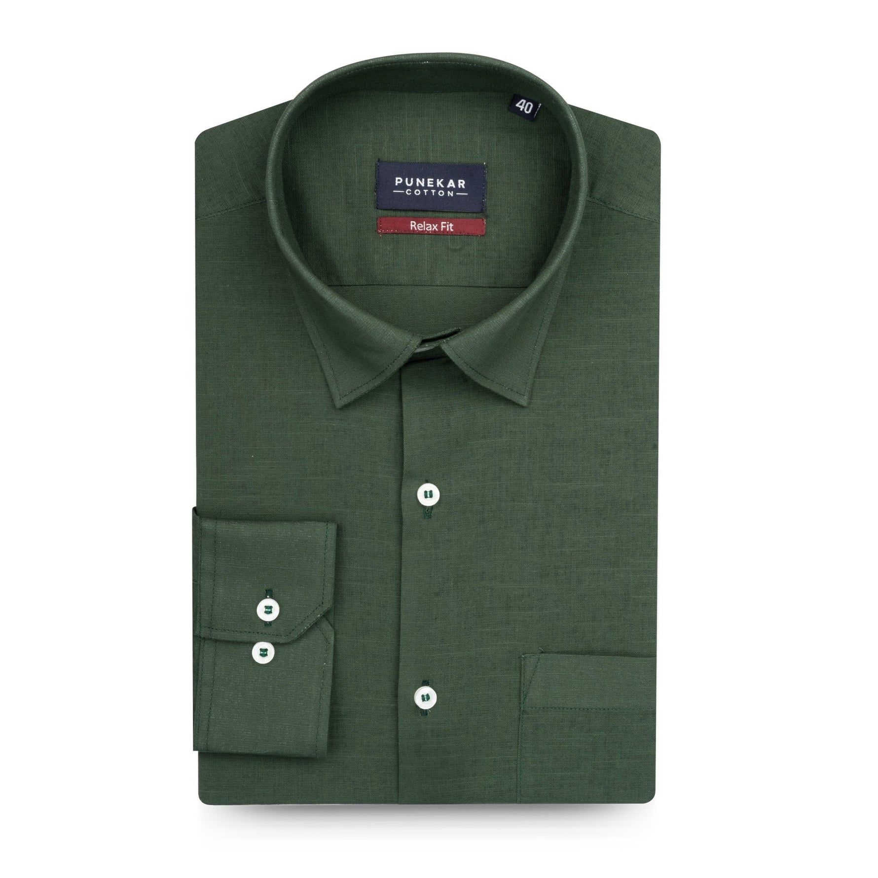 Forest Green Color Solid Cotton Linen Shirt For Men – Punekar Cotton