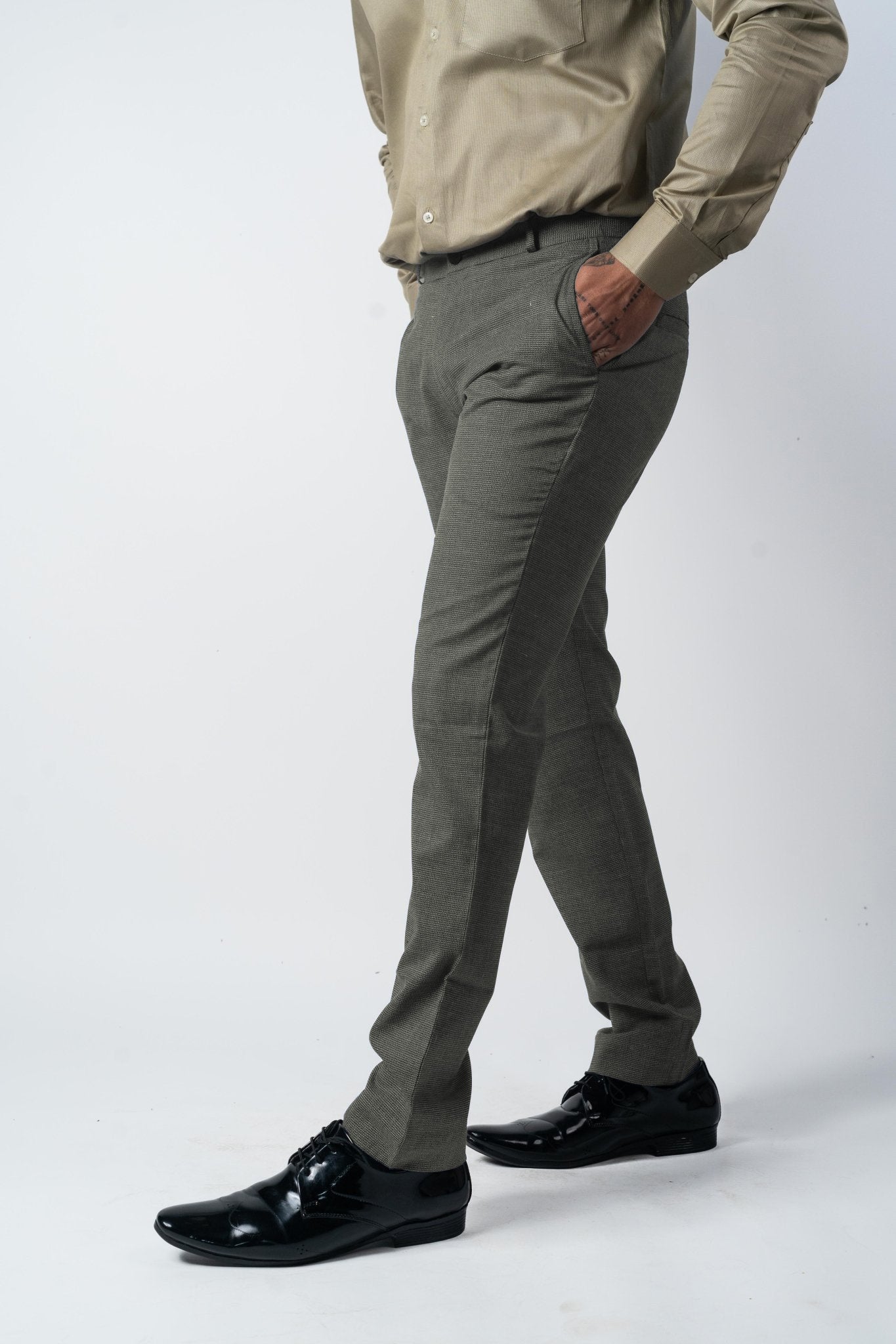 Grey Color Dual Texture Blend Cotton Pant for Men – Punekar Cotton