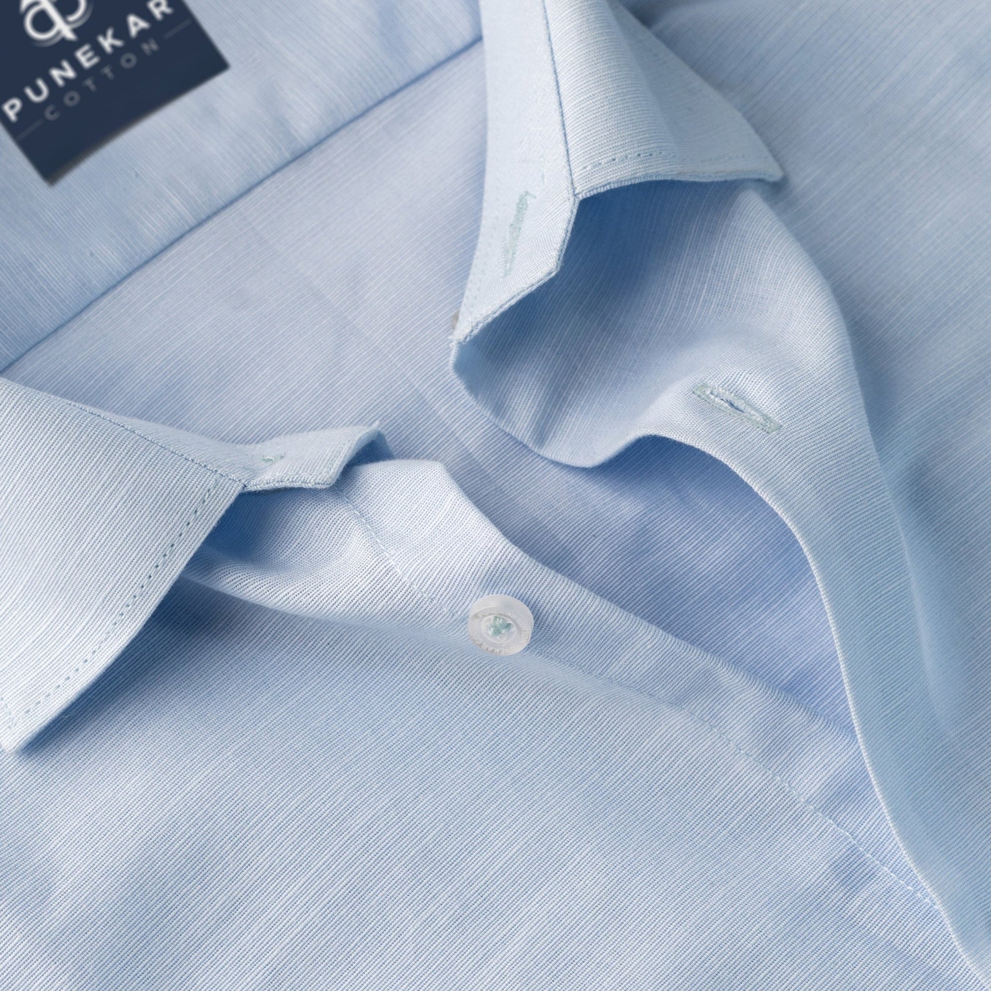 Light Blue Color Lining Texture Pure Cotton Shirt For Men – Punekar Cotton