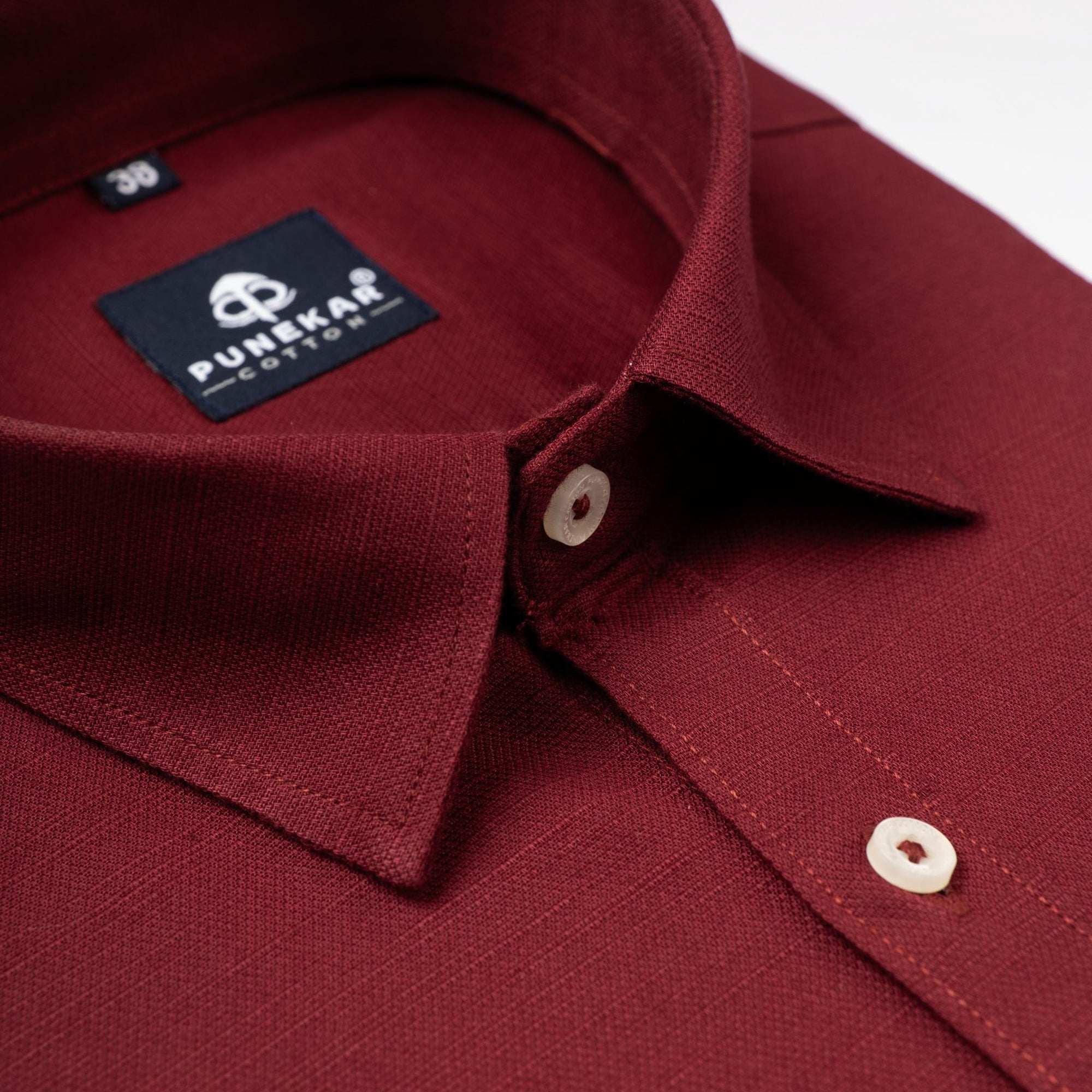 Maroon Color Cotton Linen Shirt For Men – Punekar Cotton
