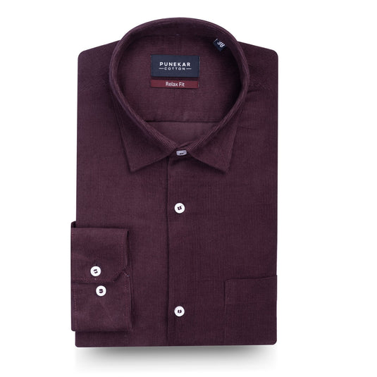 Mulberry Color Corduroy Shirt For Men – Punekar Cotton