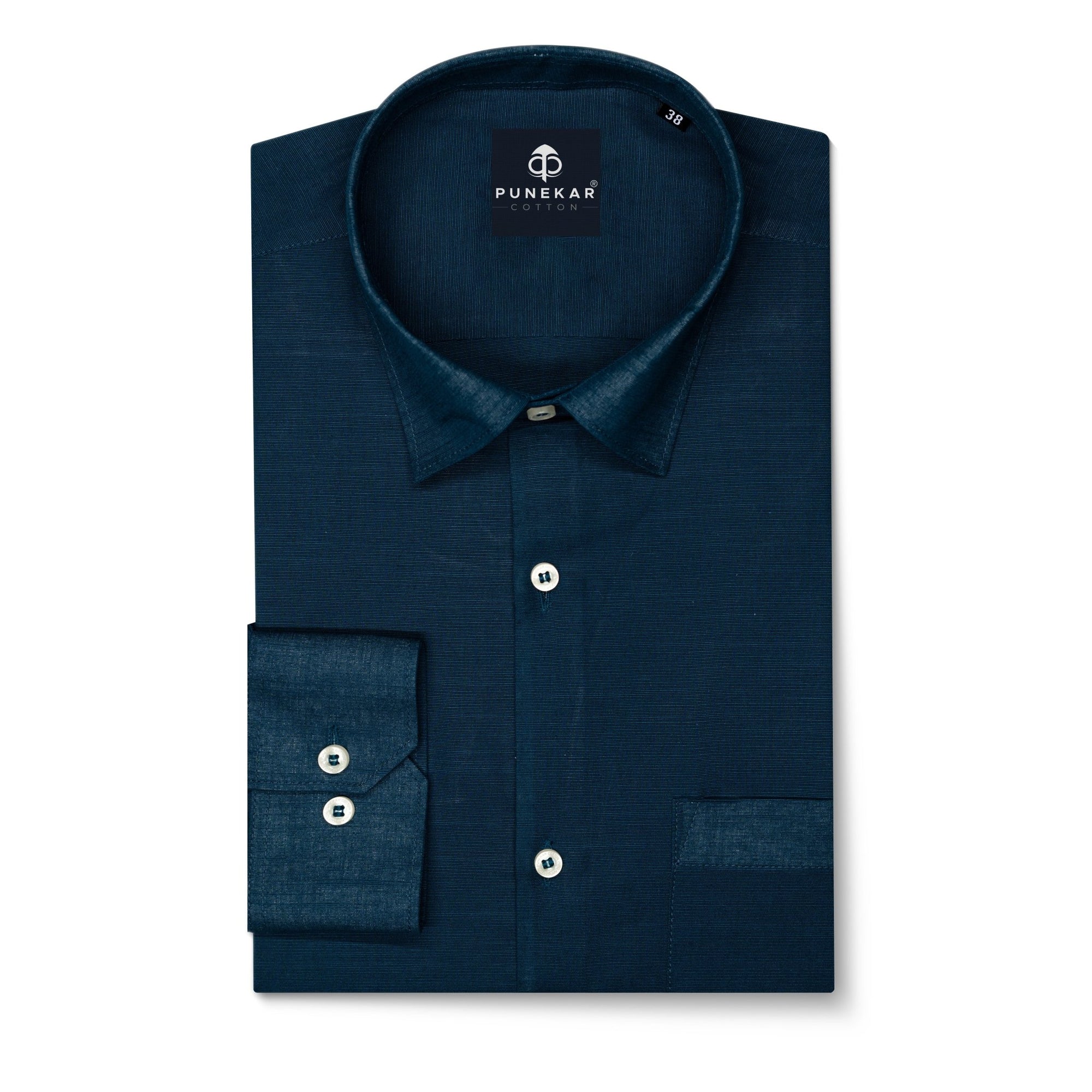 Navy Blue Color Lining Texture Pure Cotton Shirt For Men – Punekar Cotton