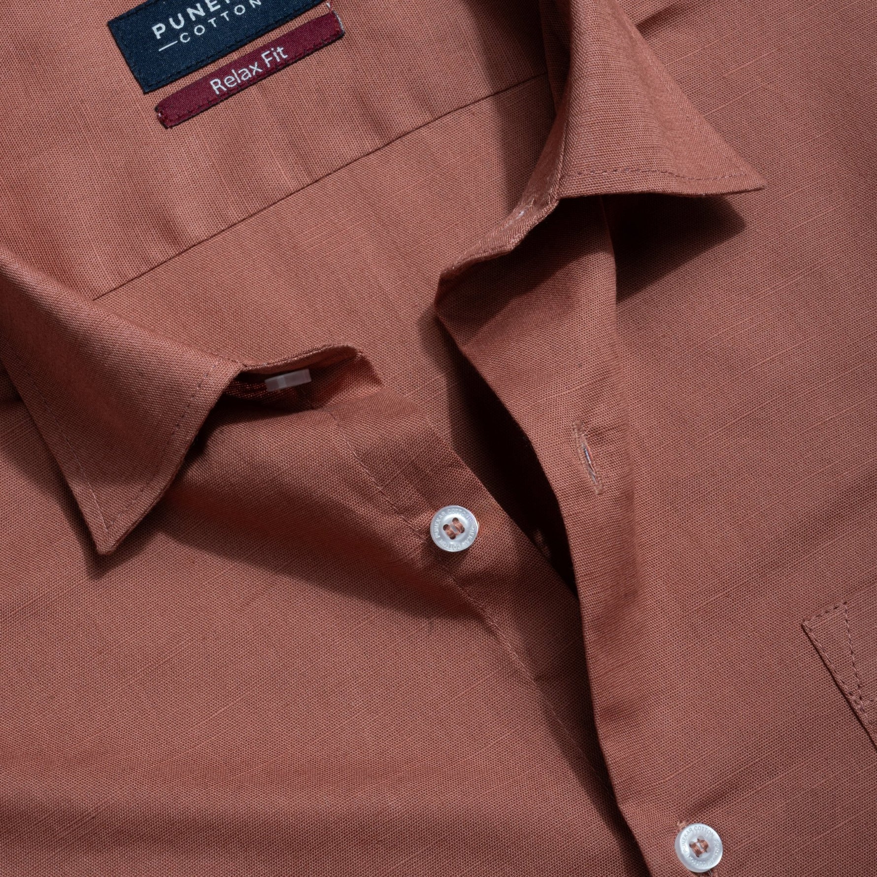 Pastel Maroon Color Solid Cotton Linen Shirt For Men – Punekar Cotton