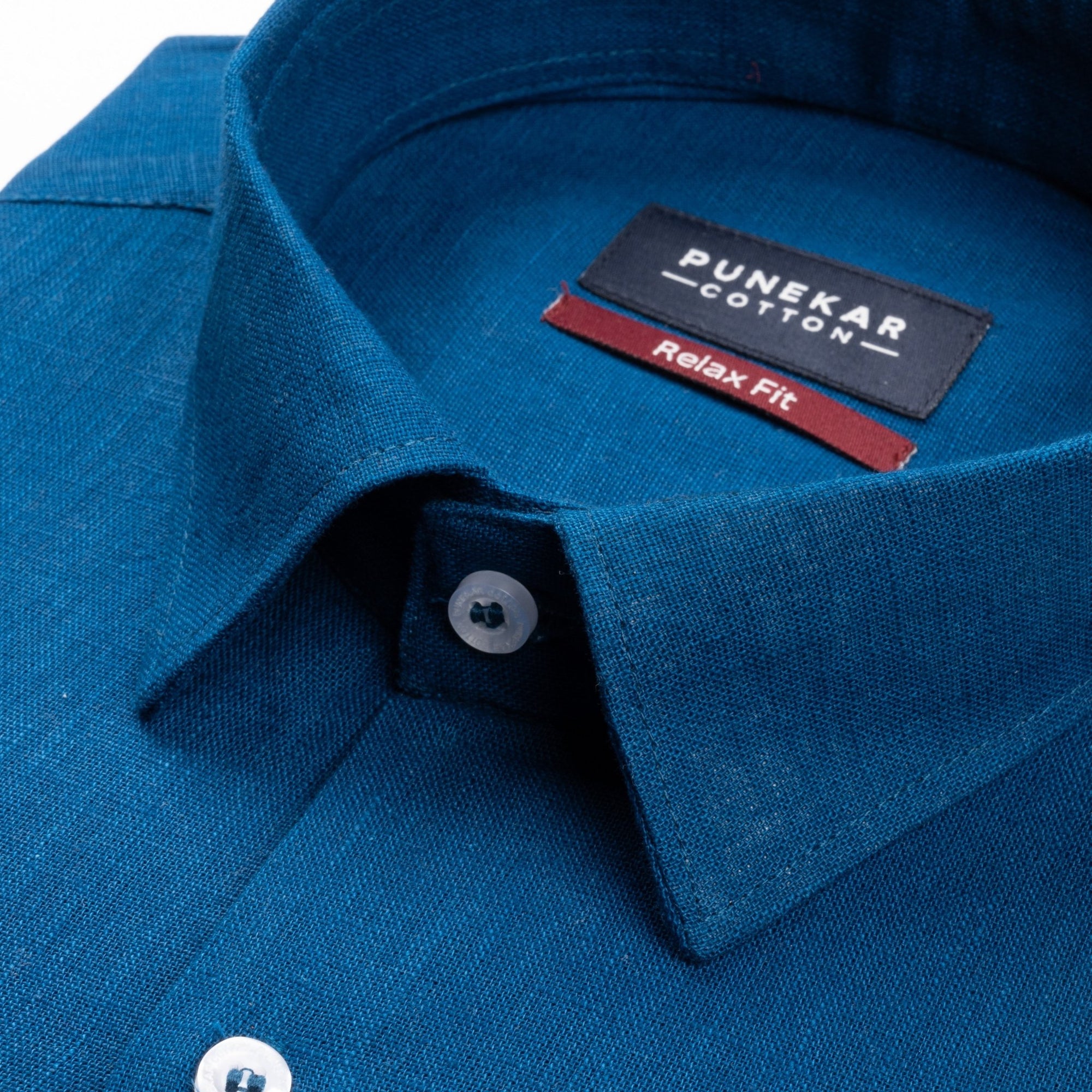 Royal Blue Color Linen Formal Shirts For Men – Punekar Cotton