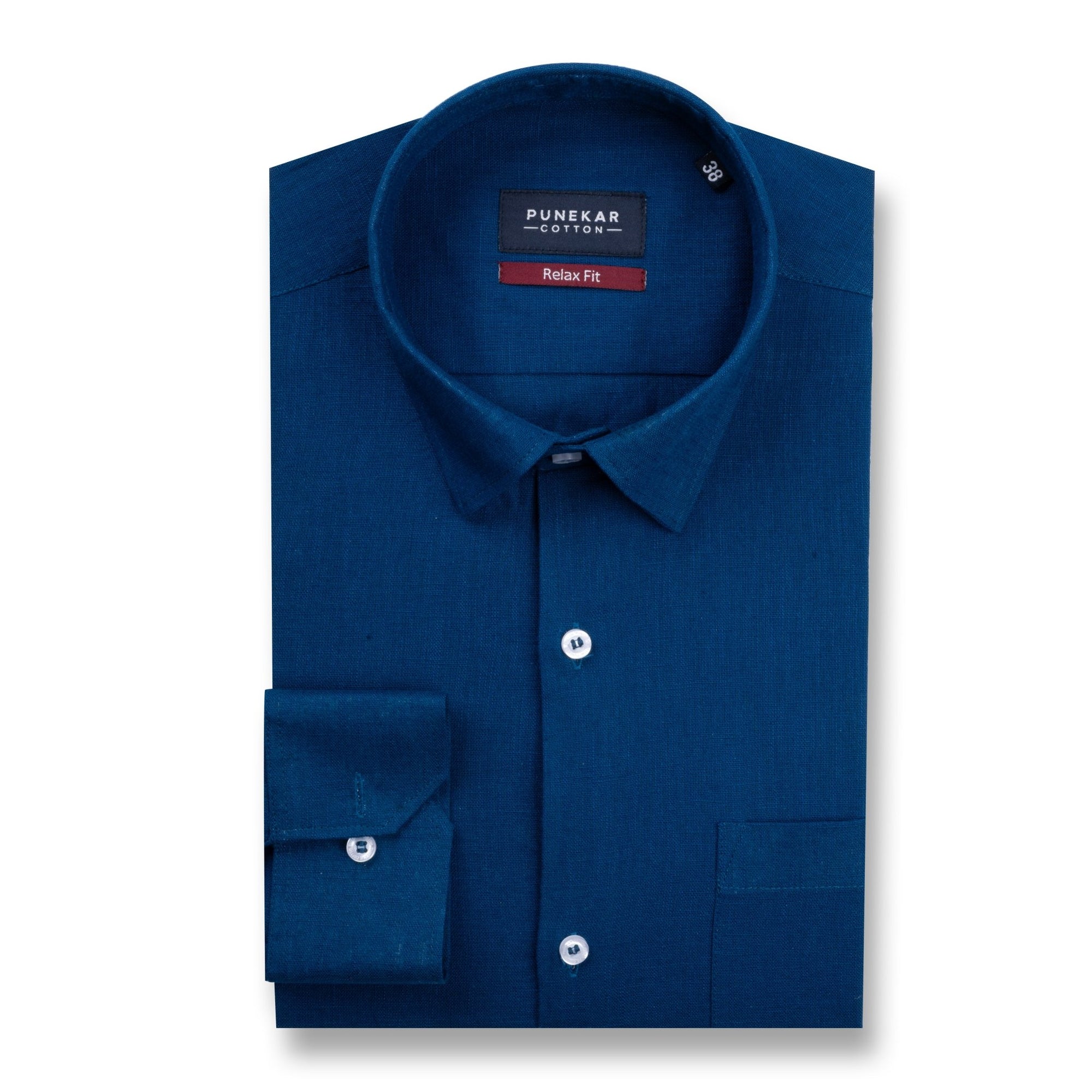 Royal Blue Color Linen Formal Shirts For Men – Punekar Cotton