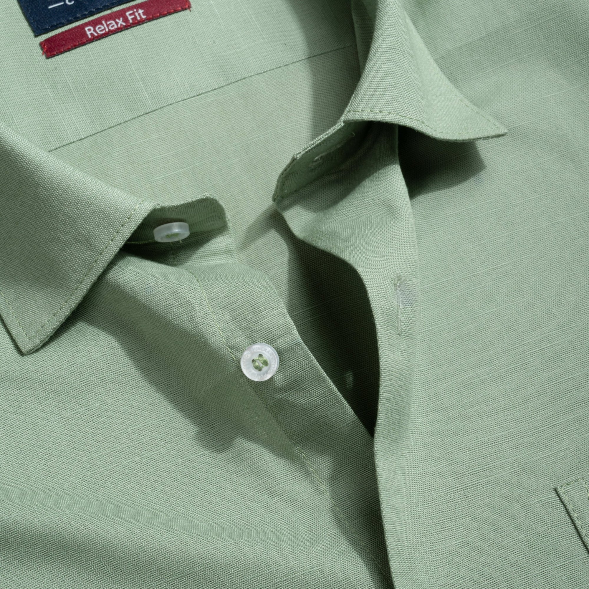 Sage Green Color Solid Cotton Linen Shirt For Men – Punekar Cotton