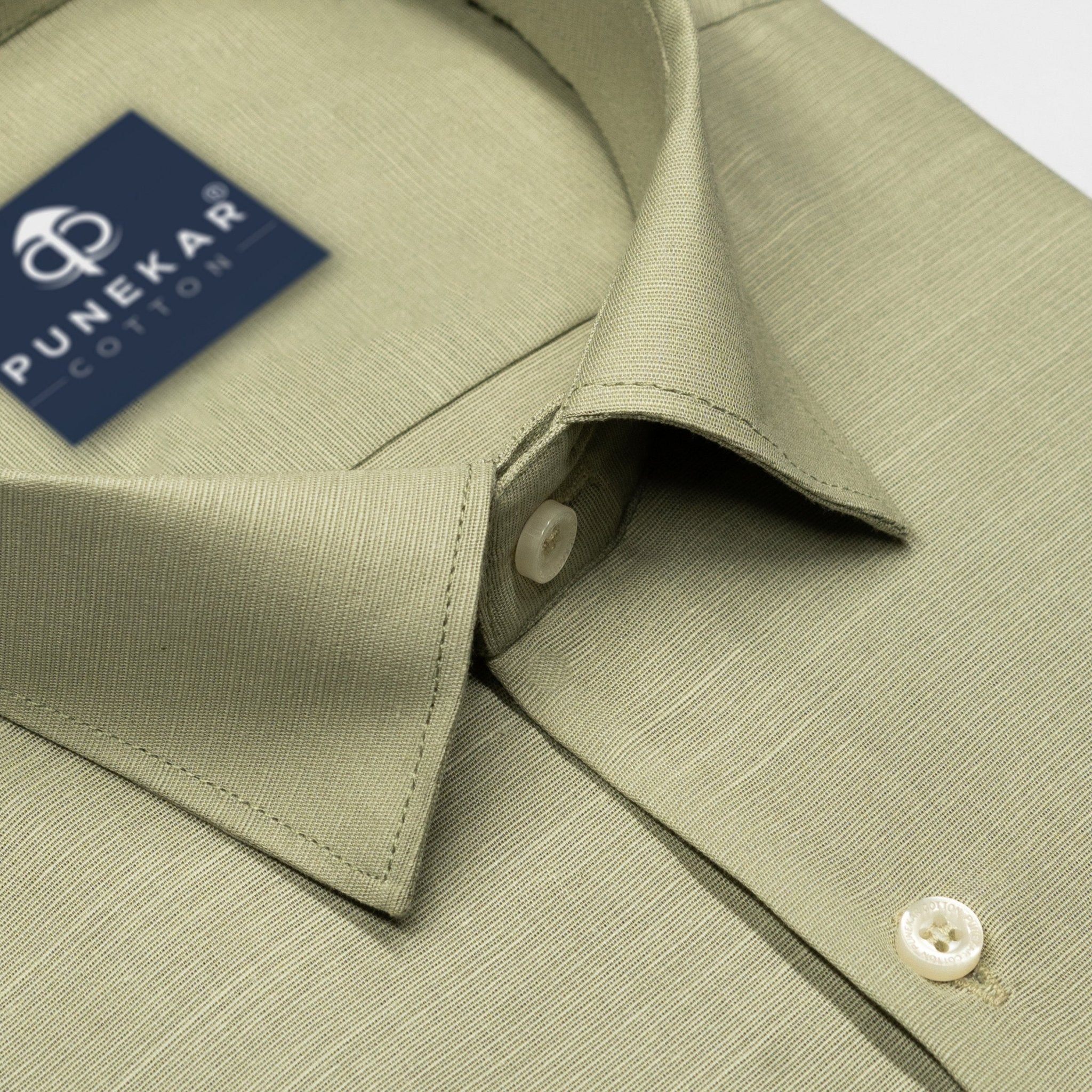 Thistle Green Color Lining Texture Pure Cotton Shirt For Men – Punekar ...