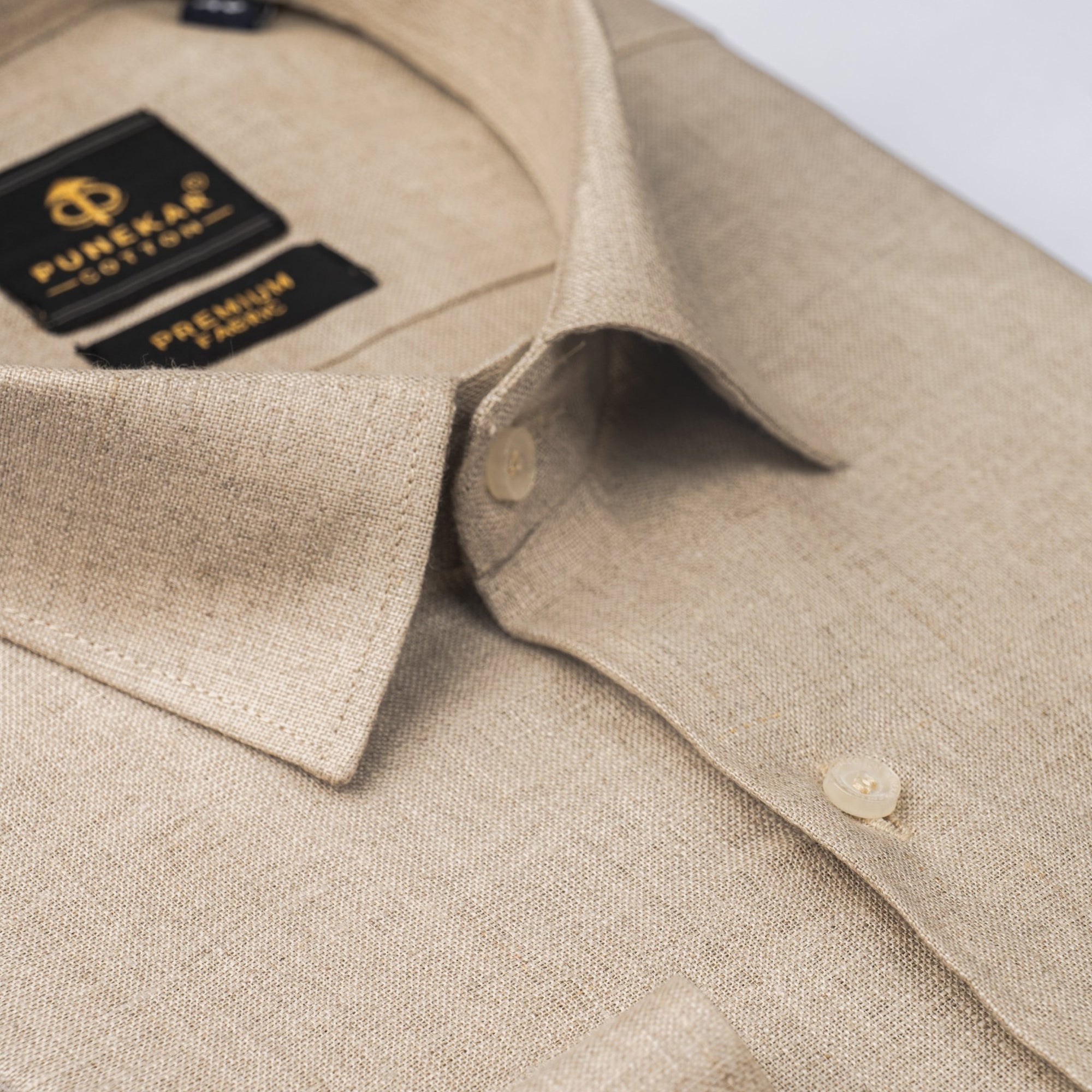 Light Beige Color Prime Linen Shirt For Men – Punekar Cotton