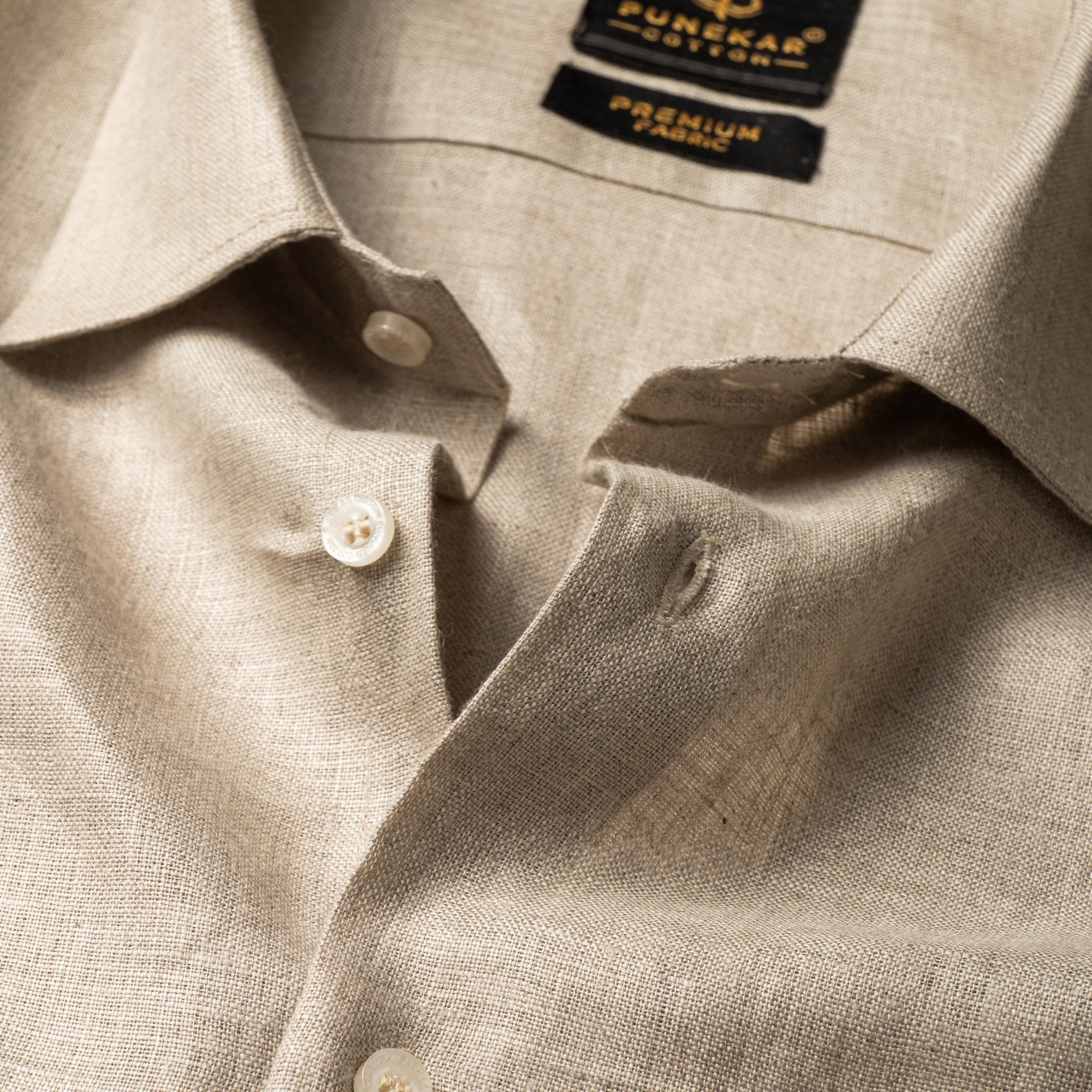 Light Beige Color Prime Linen Shirt For Men – Punekar Cotton