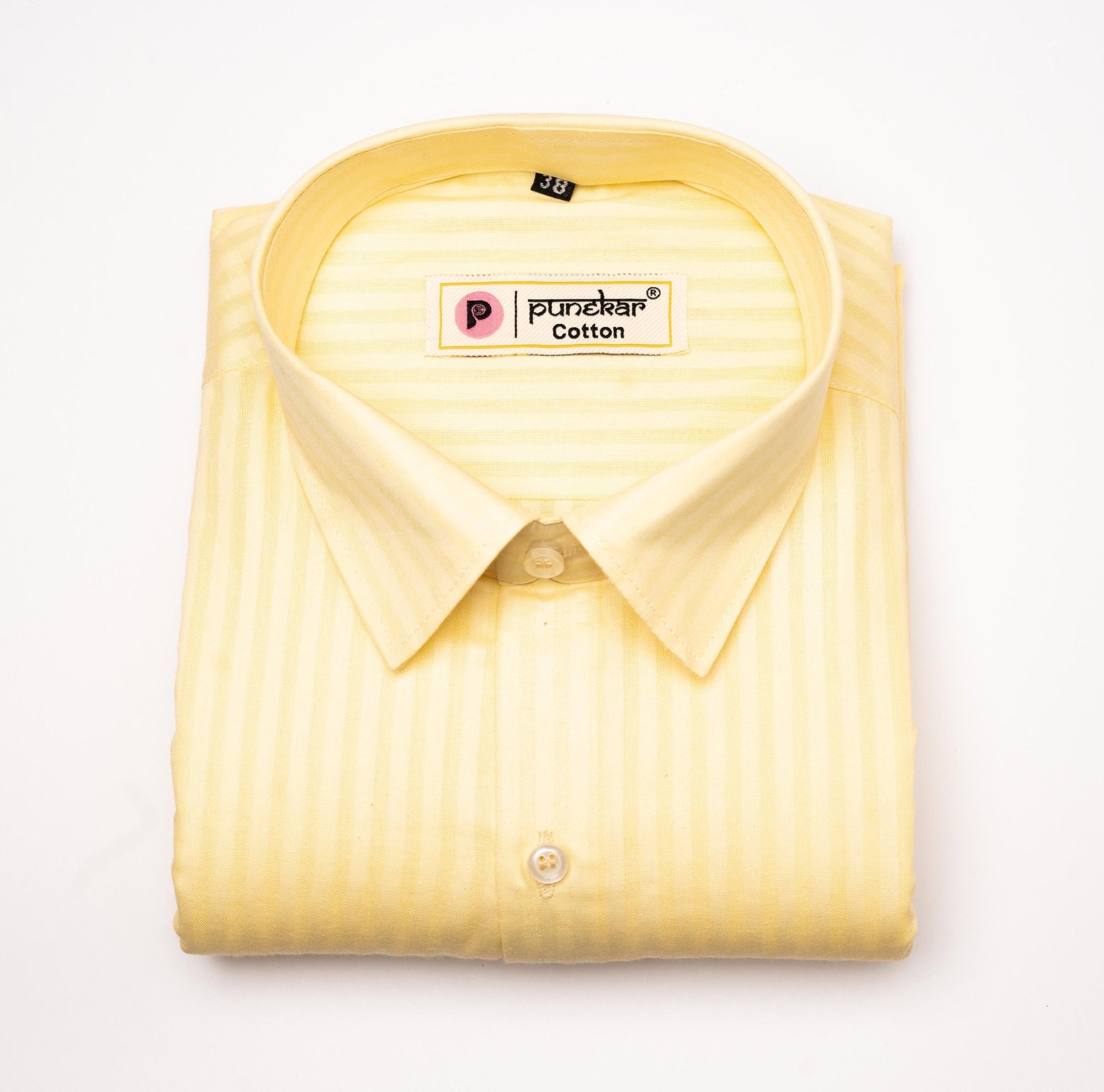 Light Yellow Color vertical Cotton stripe Shirt For Men – Punekar Cotton