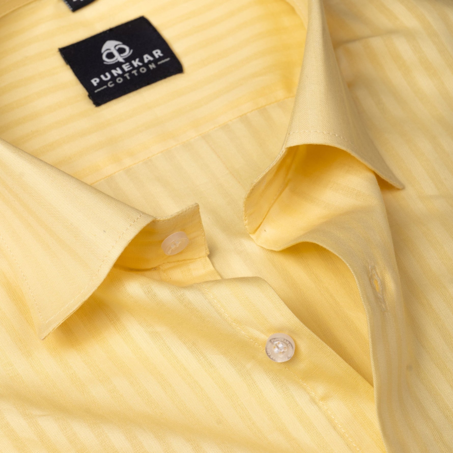 Light Yellow Color vertical Cotton stripe Shirt For Men – Punekar Cotton