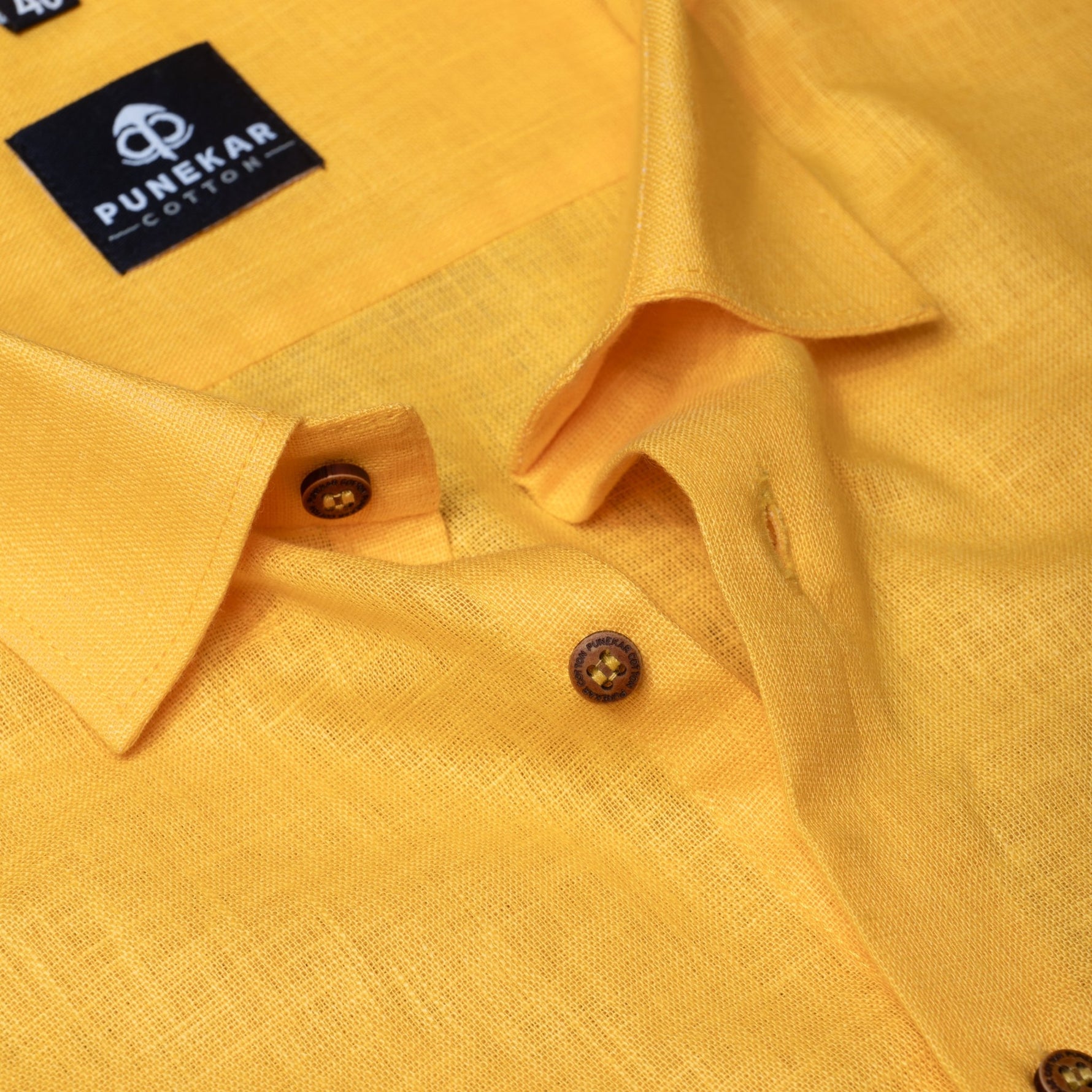 Mustered Yellow Color Linen Formal Shirts For Men – Punekar Cotton