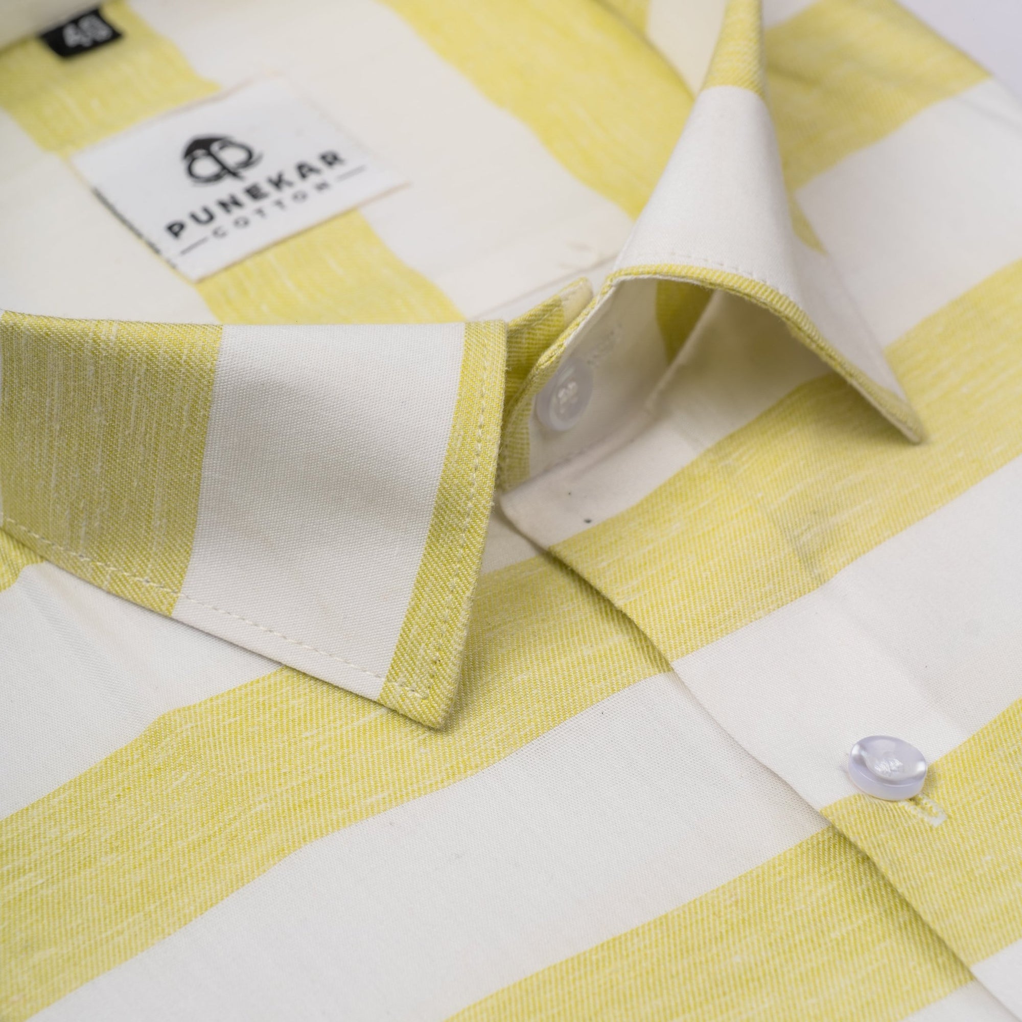 Pista Green Color Cotton Stripe Shirt For Men – Punekar Cotton