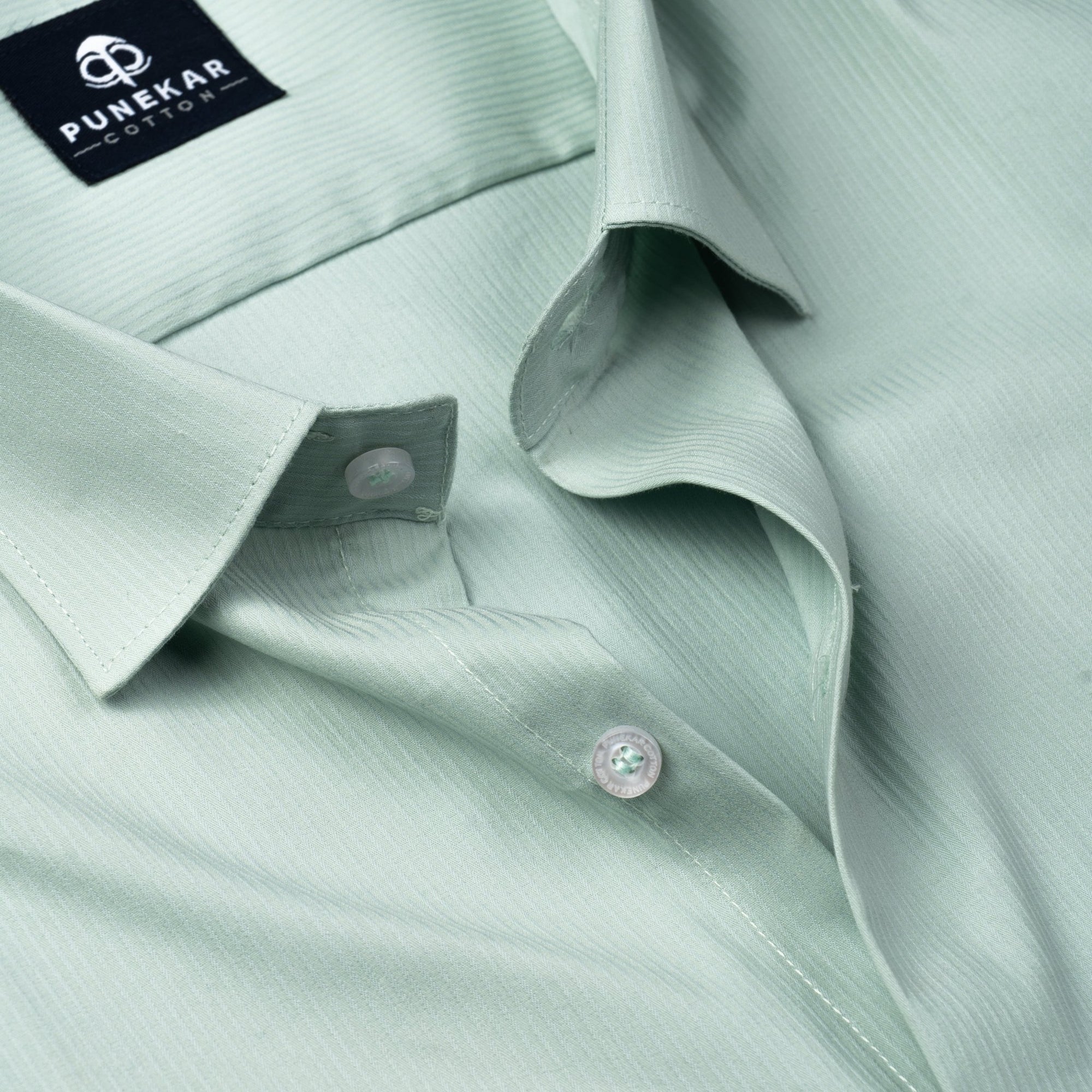 Pista Green Color Lining Texture Lycra Cotton Shirt For Men – Punekar ...