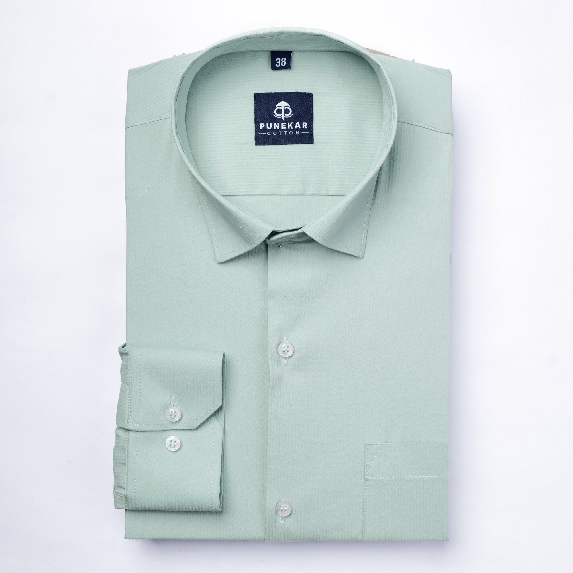 Pista Green Color Lining Texture Lycra Cotton Shirt For Men – Punekar ...
