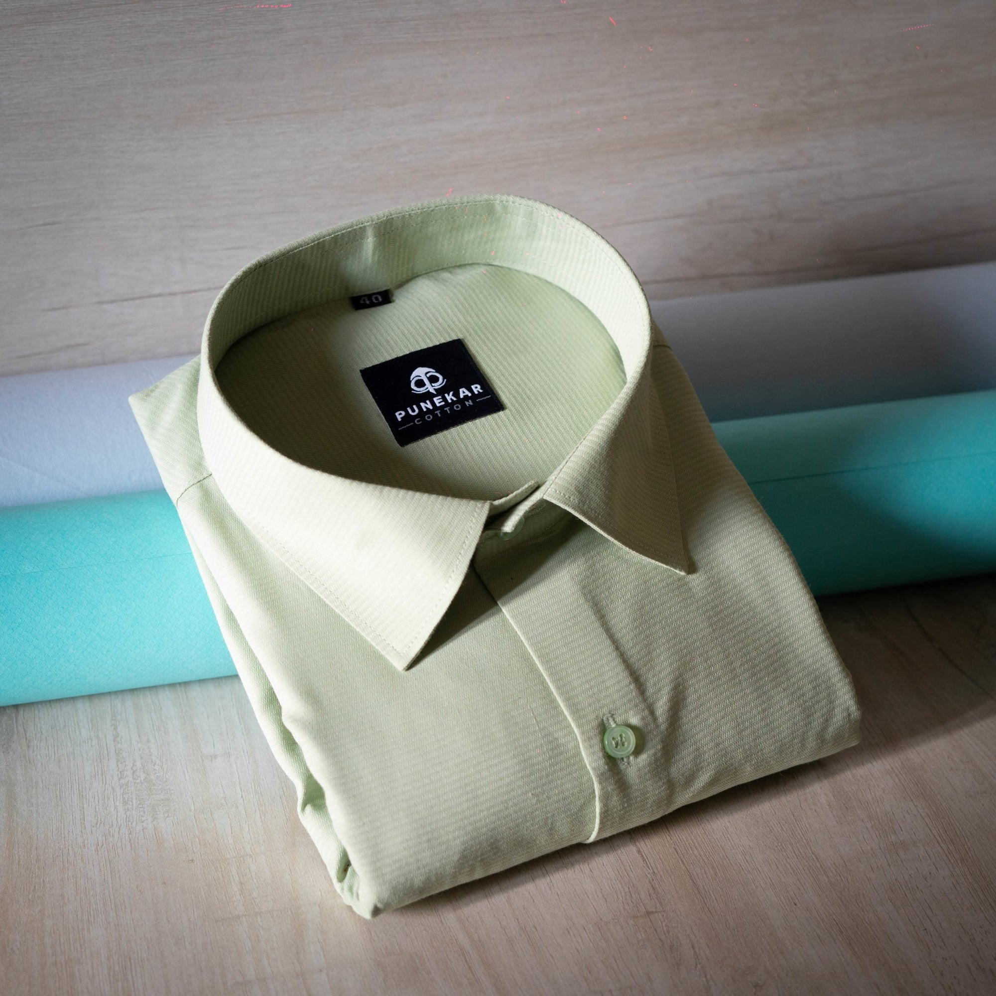 Pista Green Color Twitter Lining Blende Cotton Shirts For Men – Punekar ...