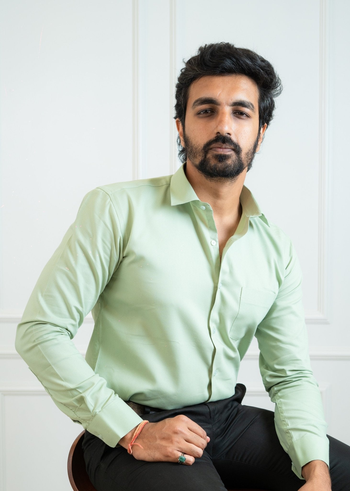 Pista Green Color Twitter Lining Blende Cotton Shirts For Men – Punekar ...