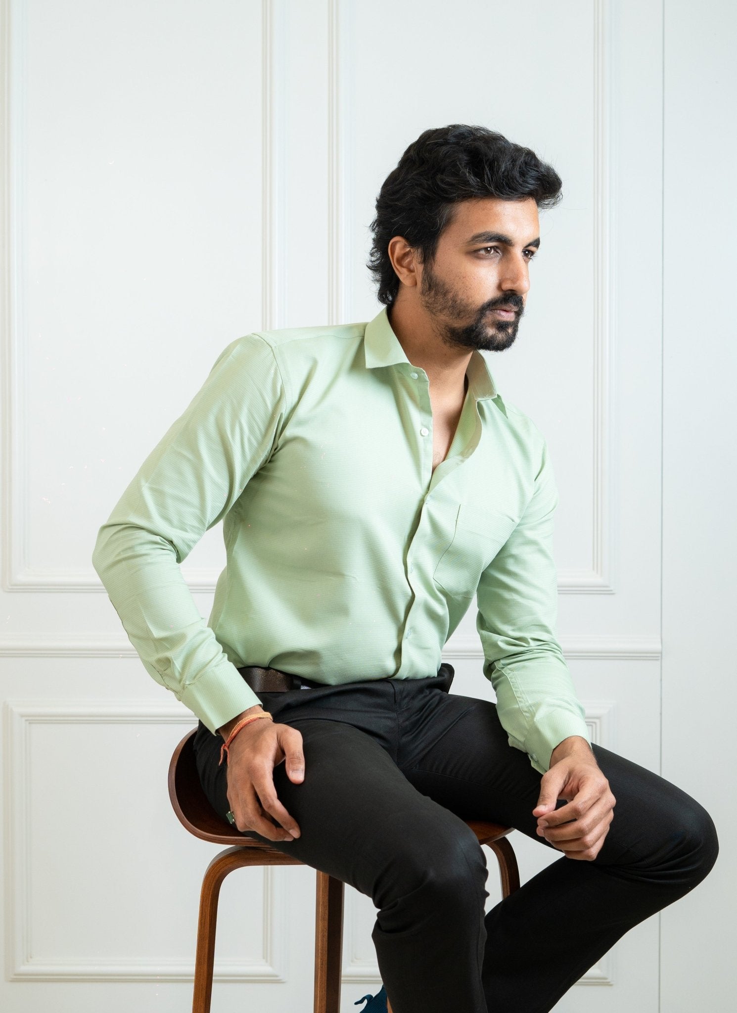 Pista Green Color Twitter Lining Blende Cotton Shirts For Men – Punekar ...