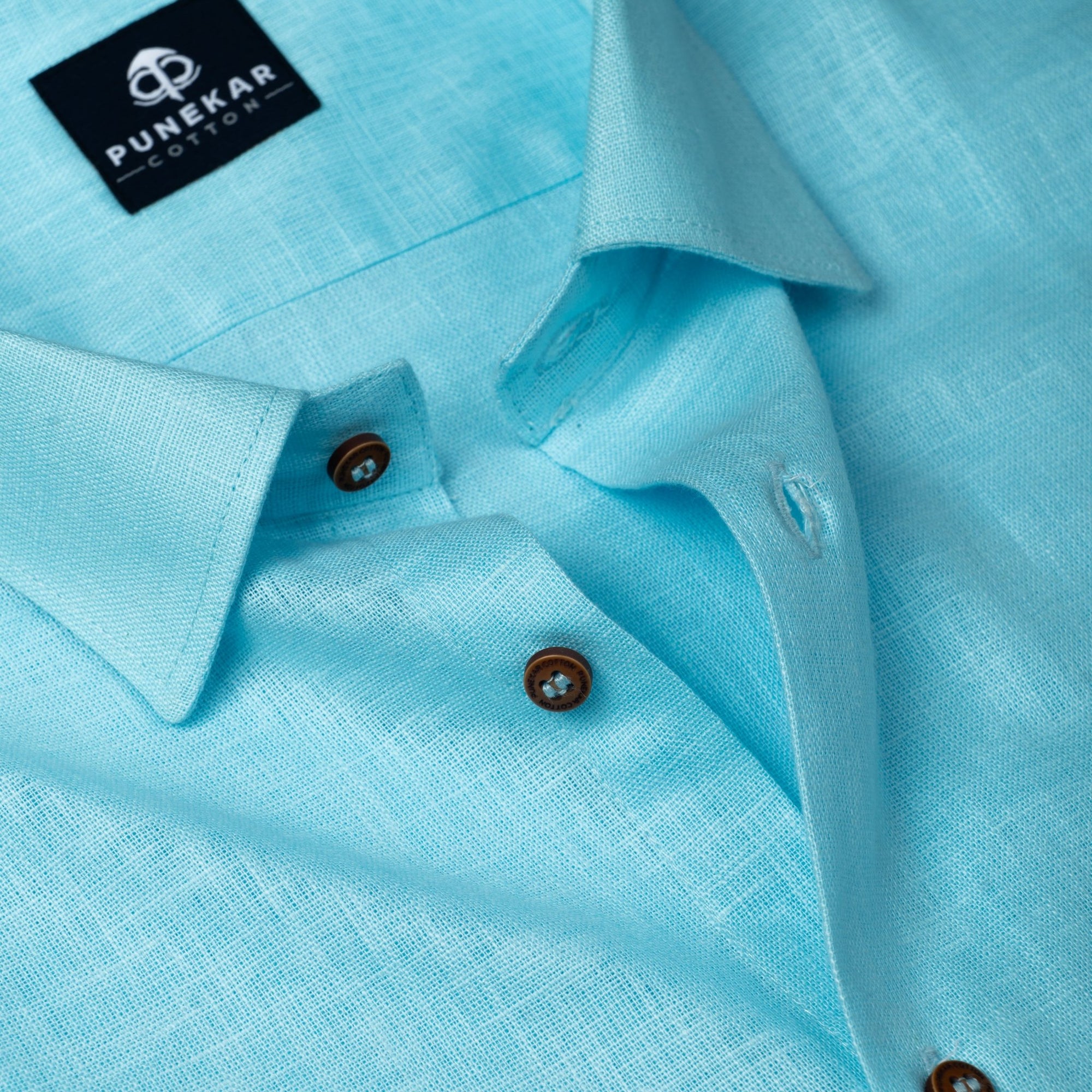 Sky Blue Color Linen Formal Shirts For Men – Punekar Cotton