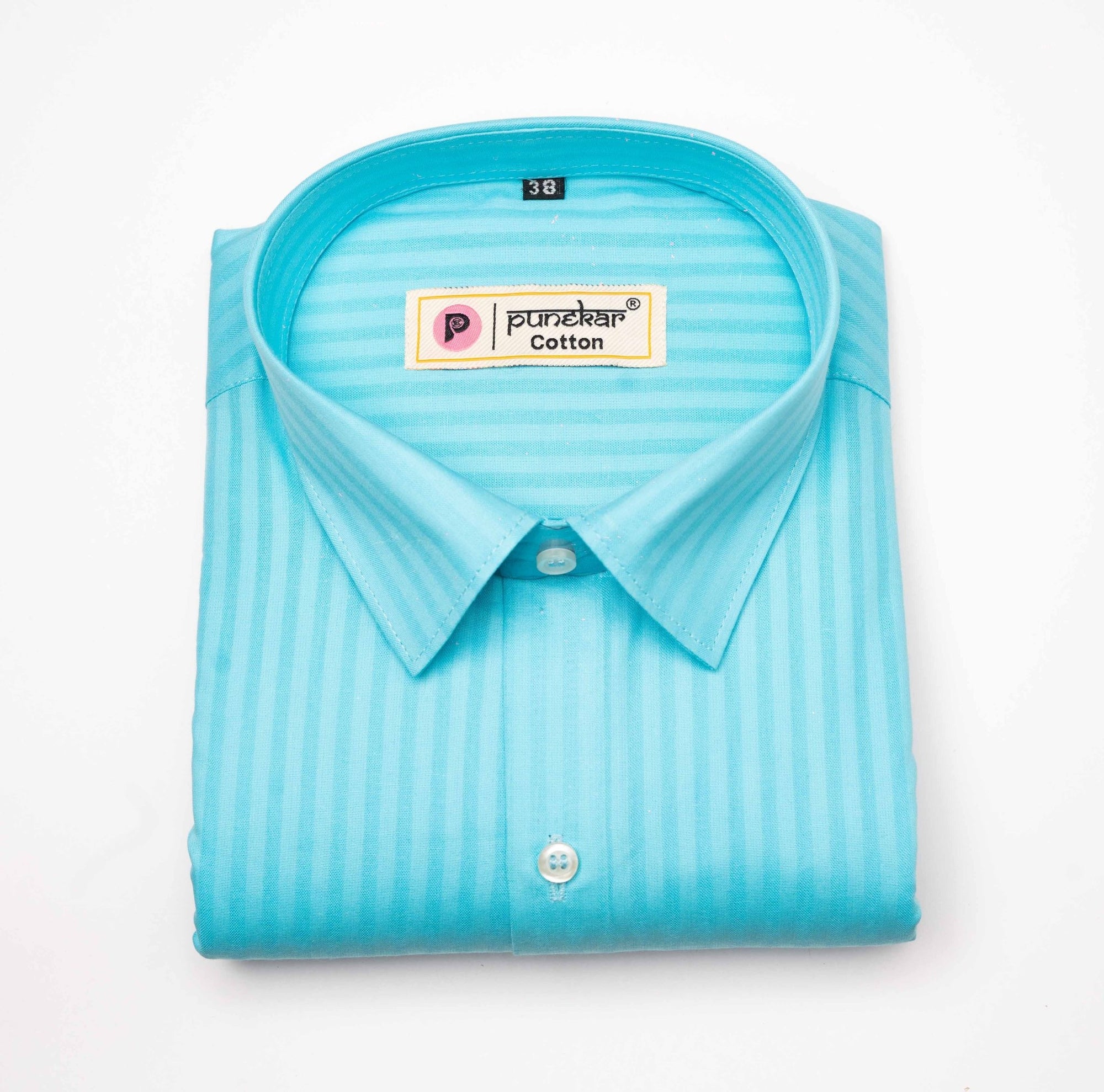 Sky Blue Color vertical Cotton stripe Shirt For Men – Punekar Cotton