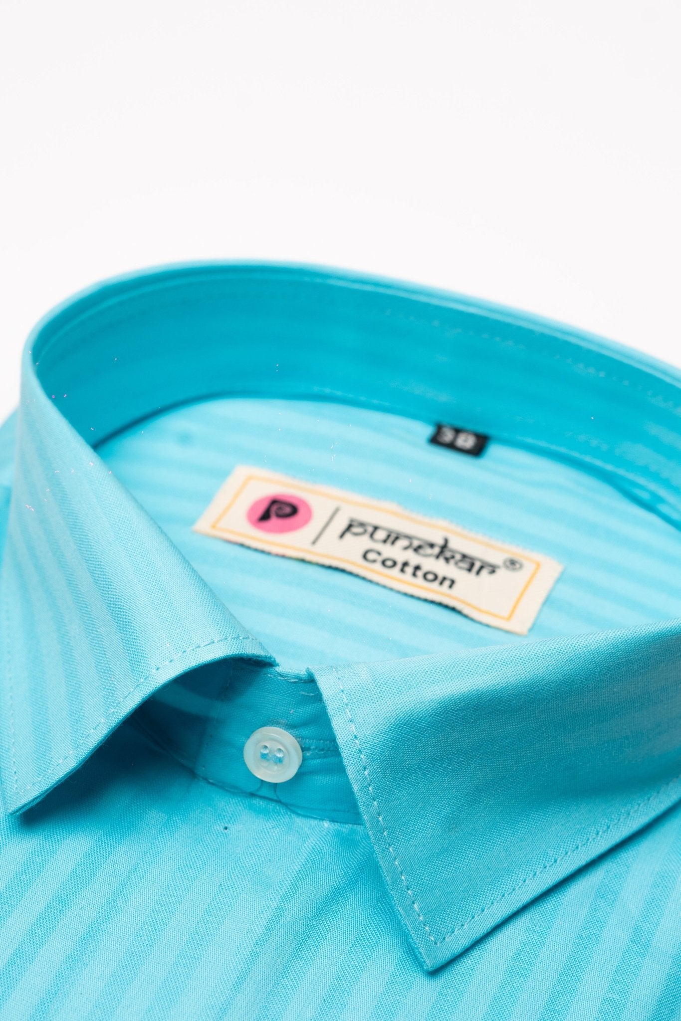Sky Blue Color vertical Cotton stripe Shirt For Men – Punekar Cotton